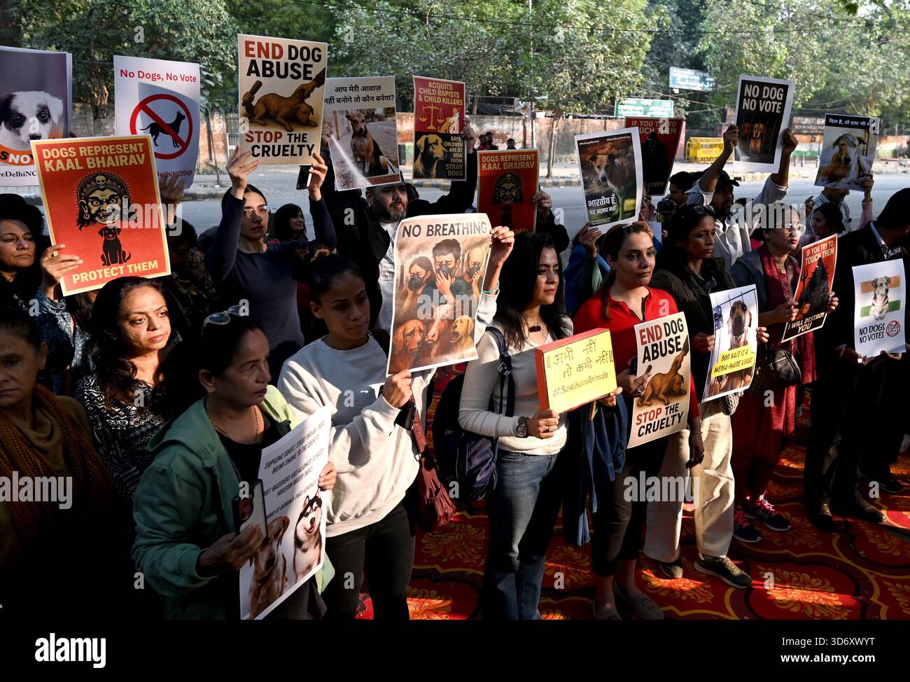 NEW DELHI, INDIA - NOVEMBER 22: Dog lovers during a protest at Jantar ...