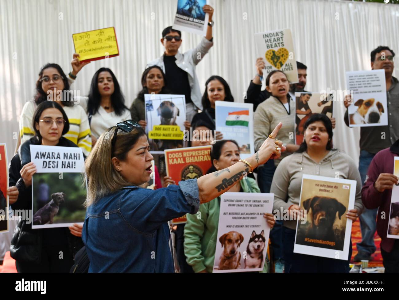 NEW DELHI, INDIA - NOVEMBER 22: Dog lovers during a protest at Jantar ...