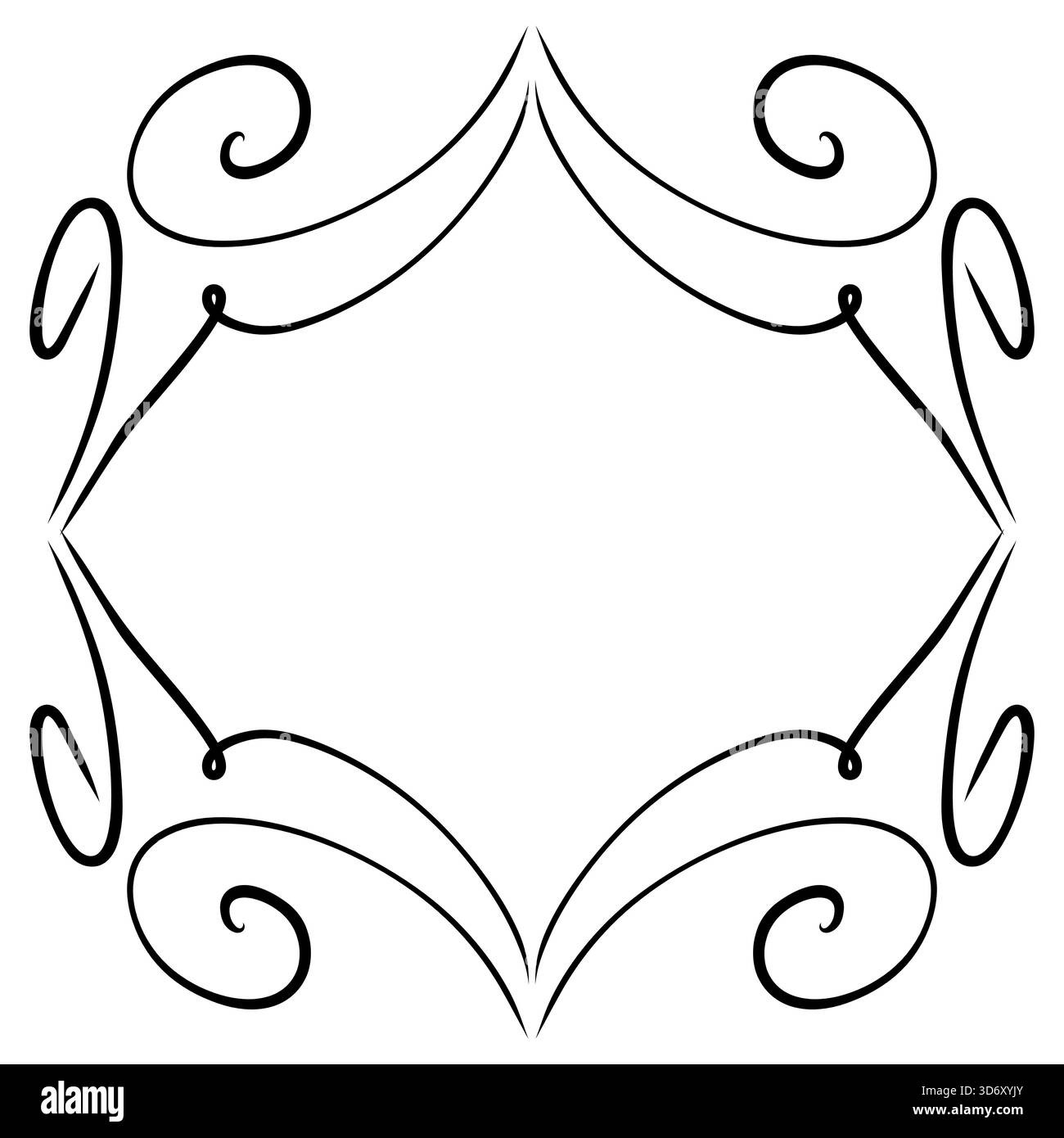 Diamond flourish frame border with curly corners Stock Vector Image ...