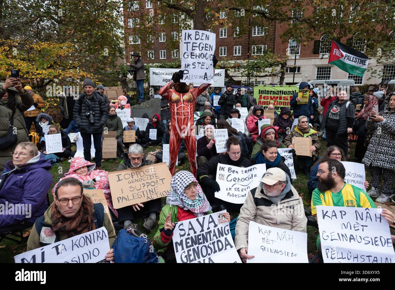 London, UK. 22 November, 2025. Defend Our Juries hold their latest ...