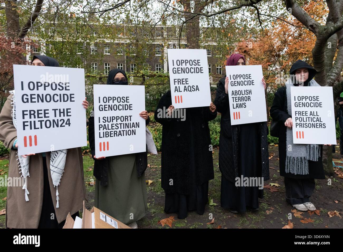 London, UK. 22 November, 2025. Defend Our Juries hold their latest ...