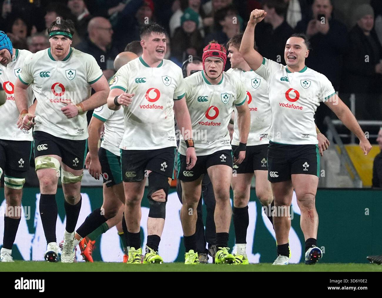 Ireland's Dan Sheehan celebrates scoring their side's first try of the ...