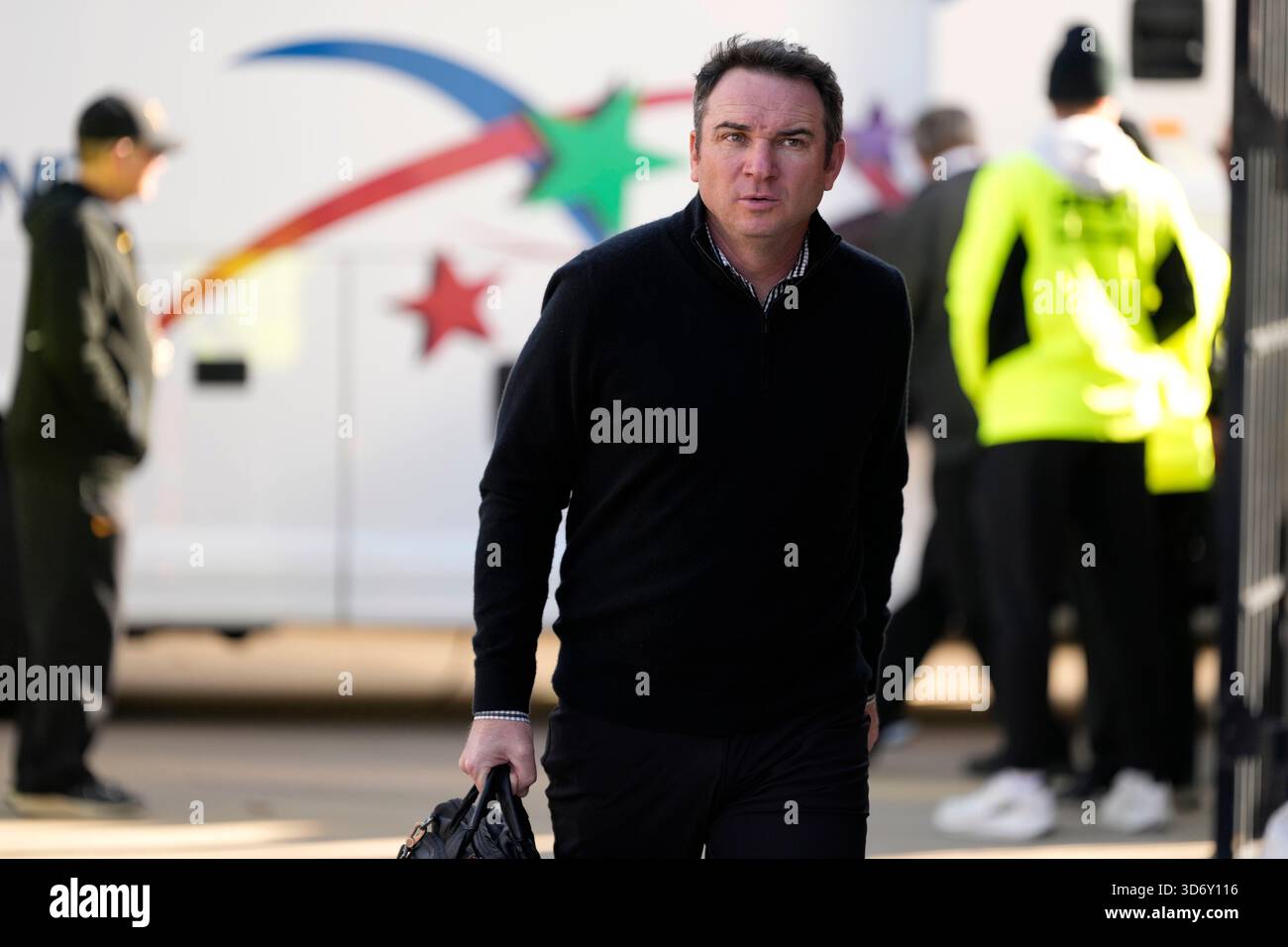 Michigan State head coach Jonathan Smith arrives at Kinnick Stadium ...
