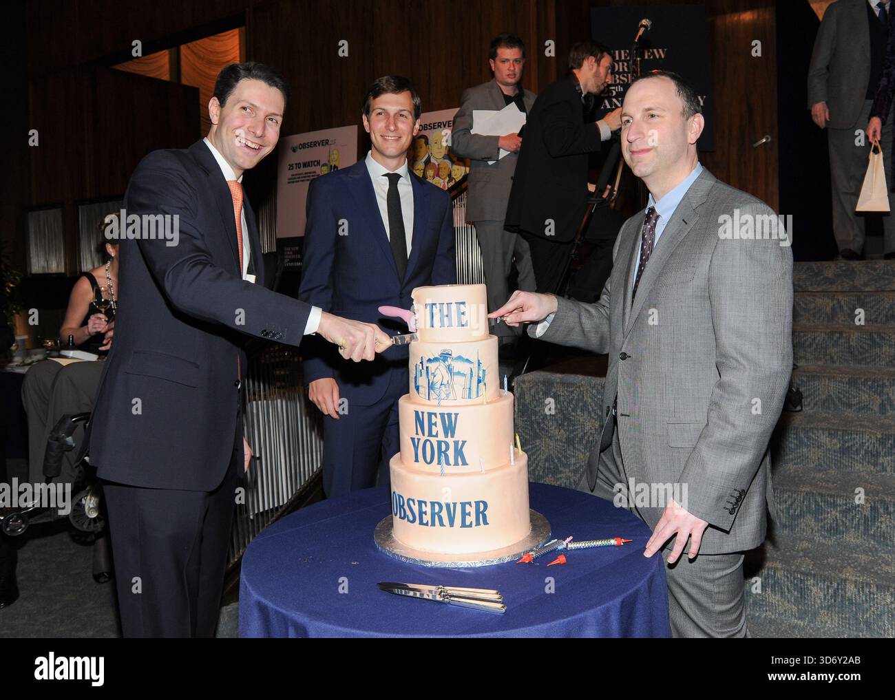 New York Observer publisher Jared Kushner, center, and CEO Joseph Meyer ...