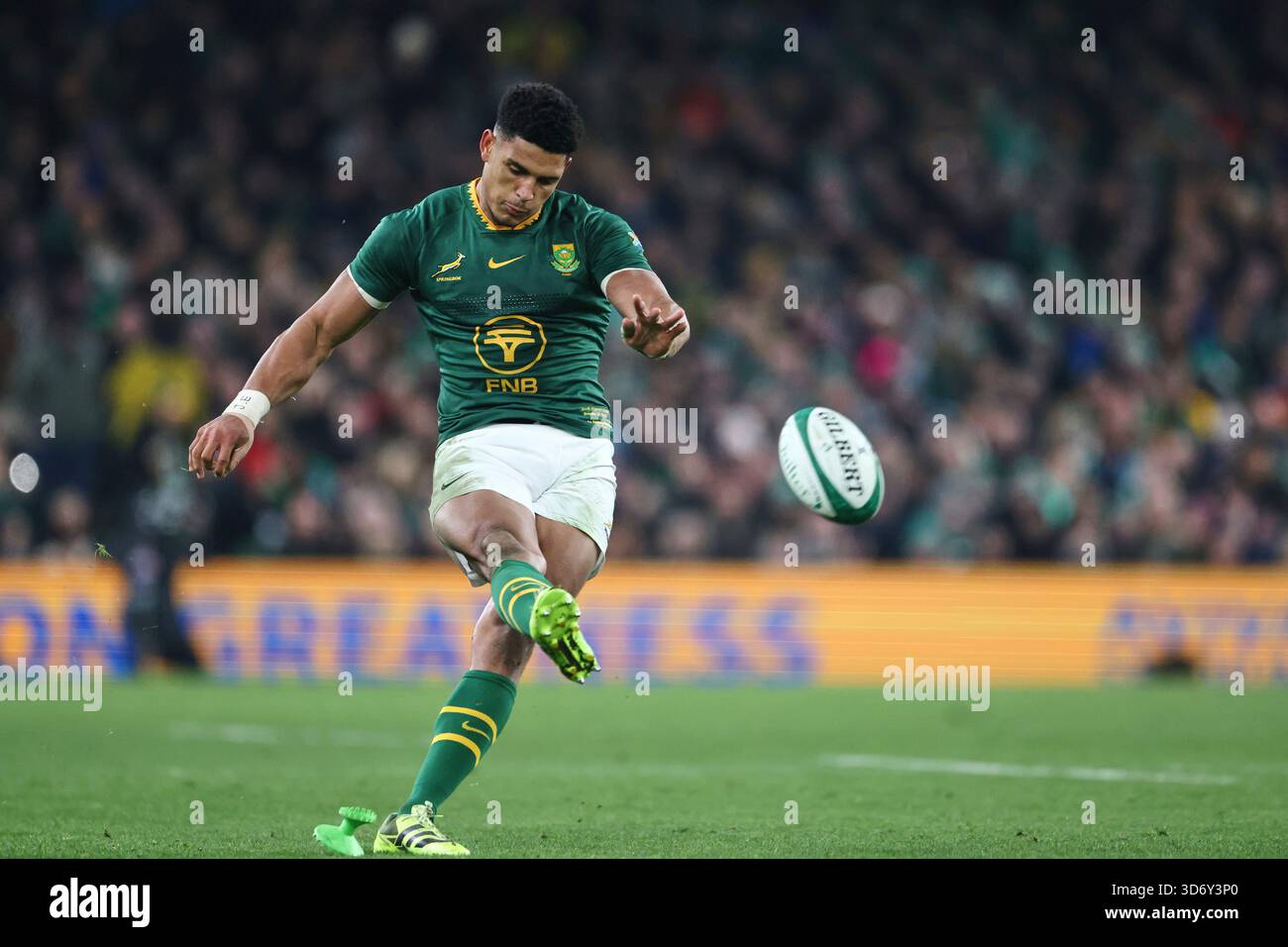 South Africa's Sacha Feinberg-Mngomezulu kicks a ball to score a ...