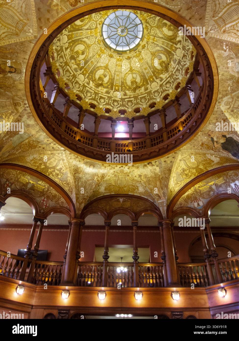 Art Nouveau gold dome & mahogany balconies in the entrance of Flagler ...