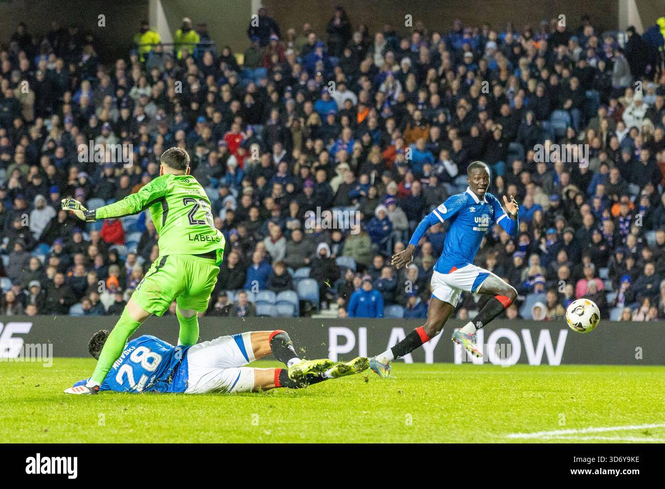 22 Nov 2025. Glasgow, UK. Rangers FC played Livingstone FC at Ibrox ...