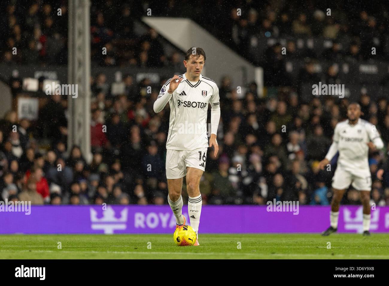 Sander Berge of Fulham on the ball during the Premier League match ...