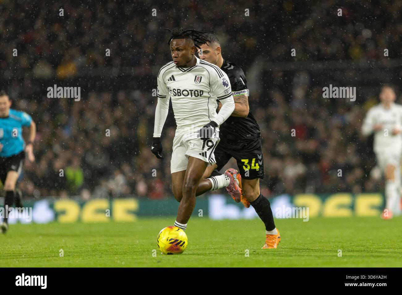 Samuel Chukwueze of Fulham on the ball during the Premier League match ...