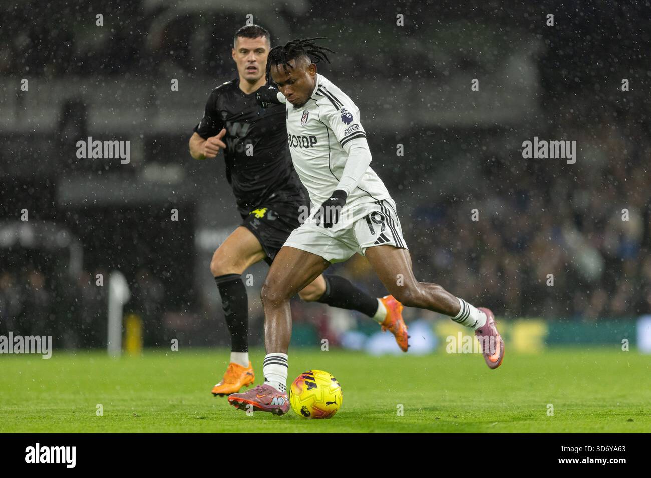 Samuel Chukwueze of Fulham on the ball during the Premier League match ...