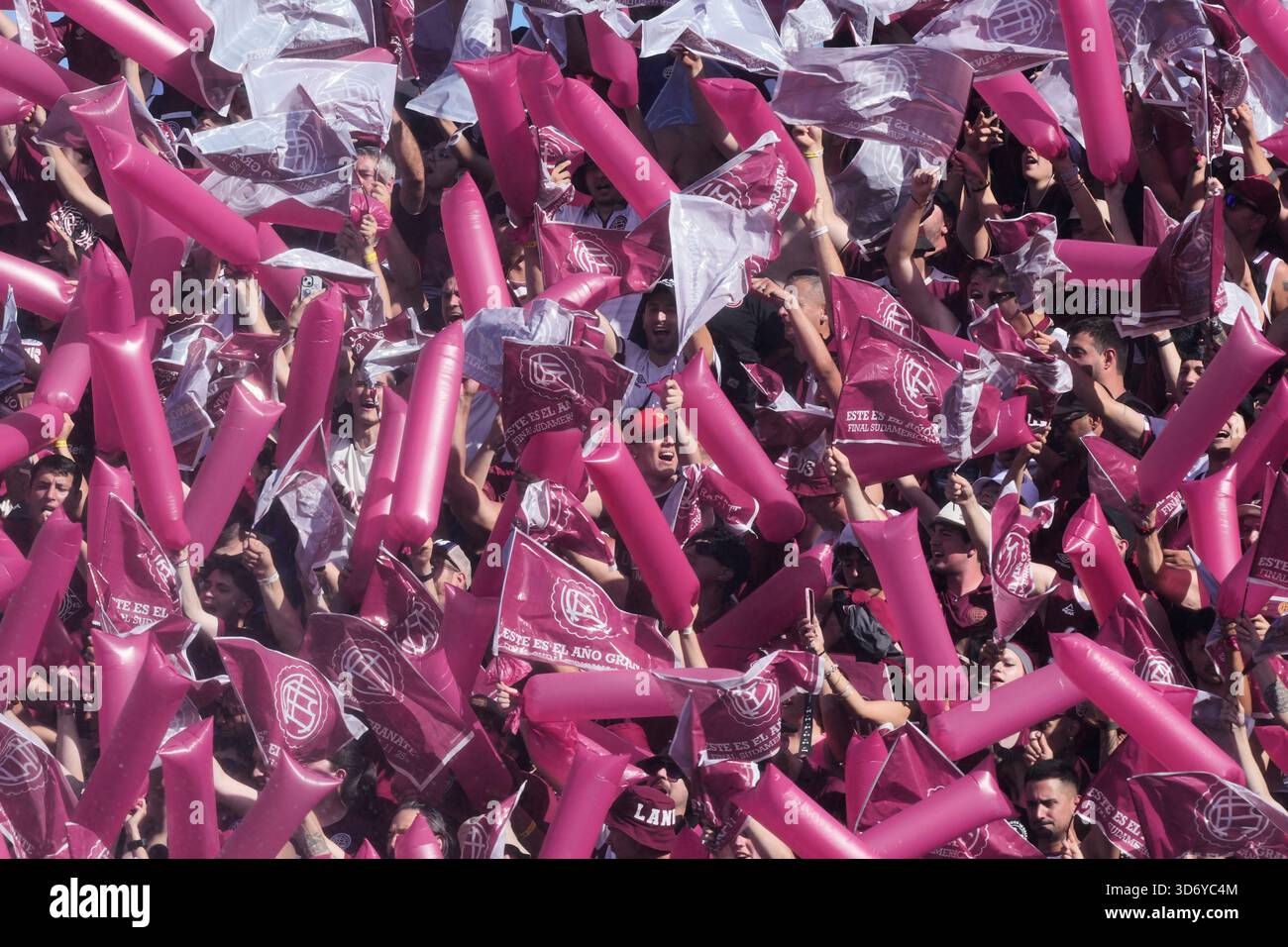 Fans of Argentina's Lanus cheer prior to the Copa Sudamericana final ...