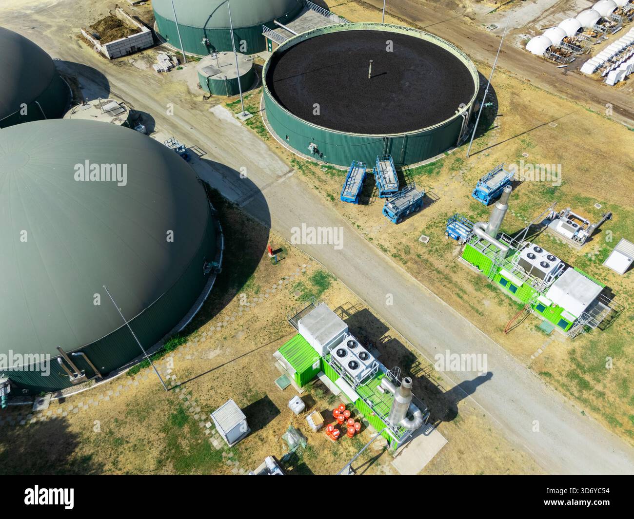 Aerial view of biogas plant for biomethane production Stock Photo - Alamy