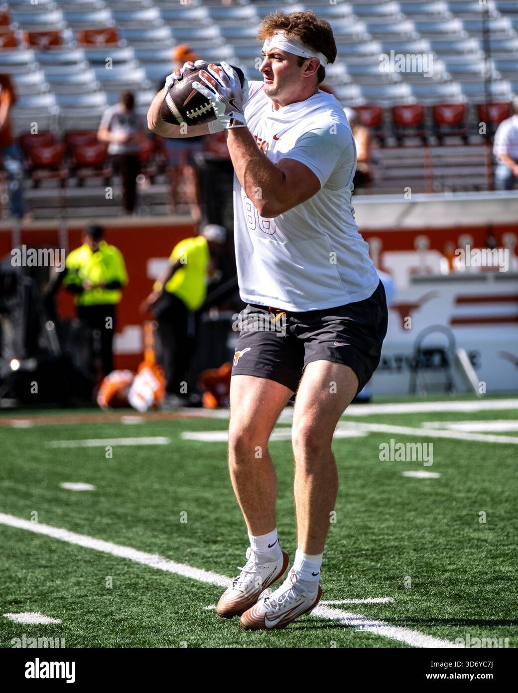 Nov 22, 2025. Jack Endries (88) of the Texas Longhorns warms up before ...