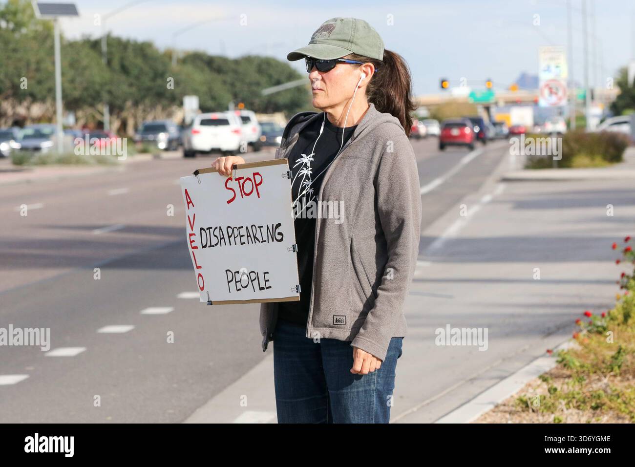 People gathered to protest Avelo Airlines on Power and East Ray Road ...