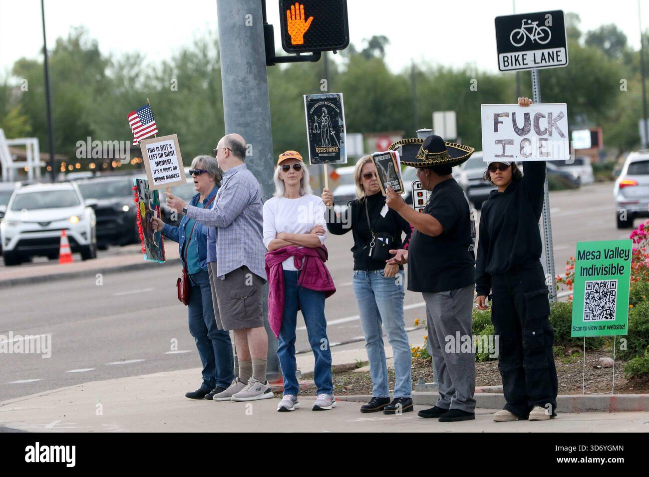 People gathered to protest Avelo Airlines on Power and East Ray Road ...