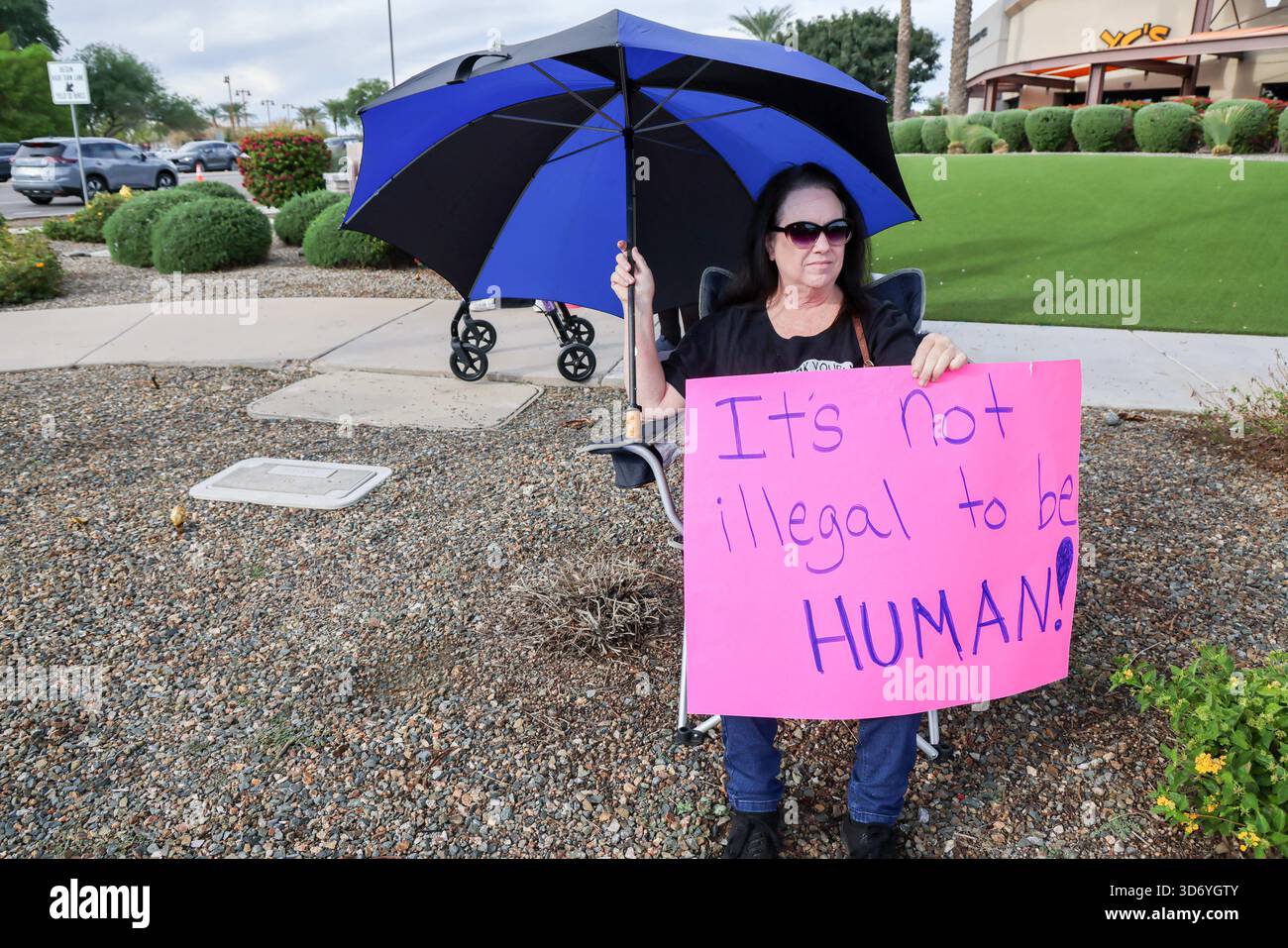 People gathered to protest Avelo Airlines on Power and East Ray Road ...