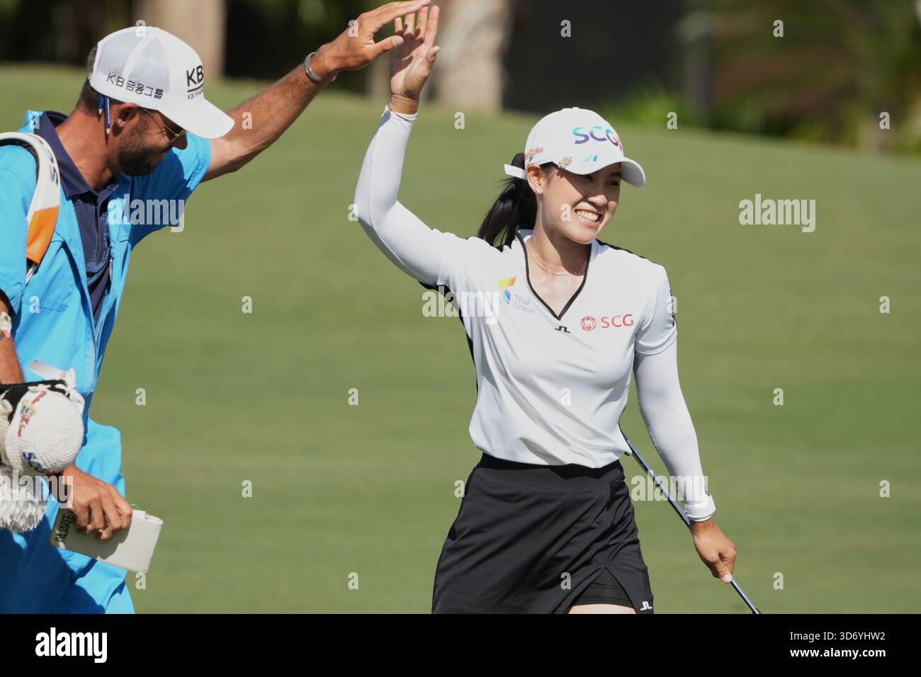 Pajaree Anannarukarn of Thailand reacts after making an eagle putt not ...
