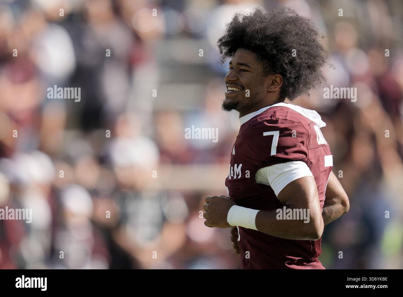 Texas A&M wide receiver KC Concepcion (7) runs out on to Kyle Field as ...