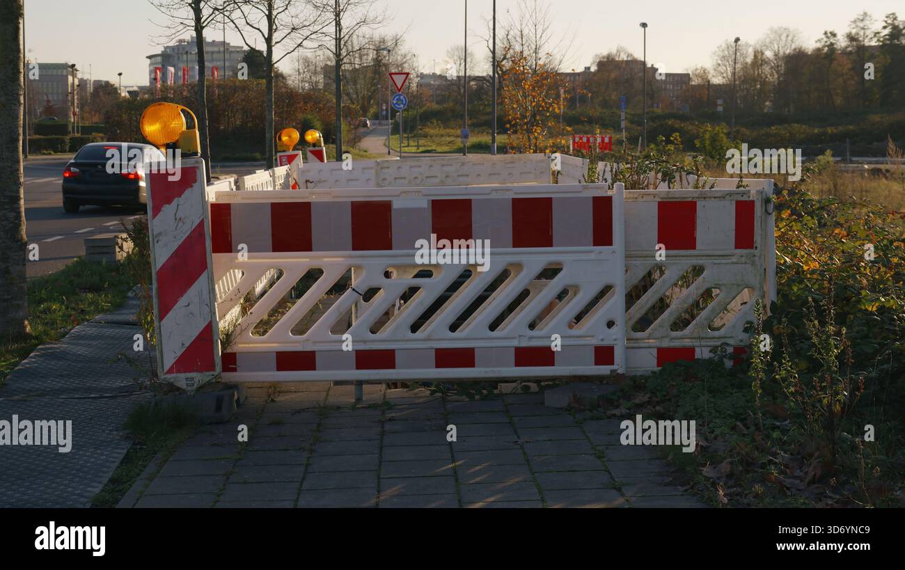 Construction site features traffic barriers hi-res stock photography ...
