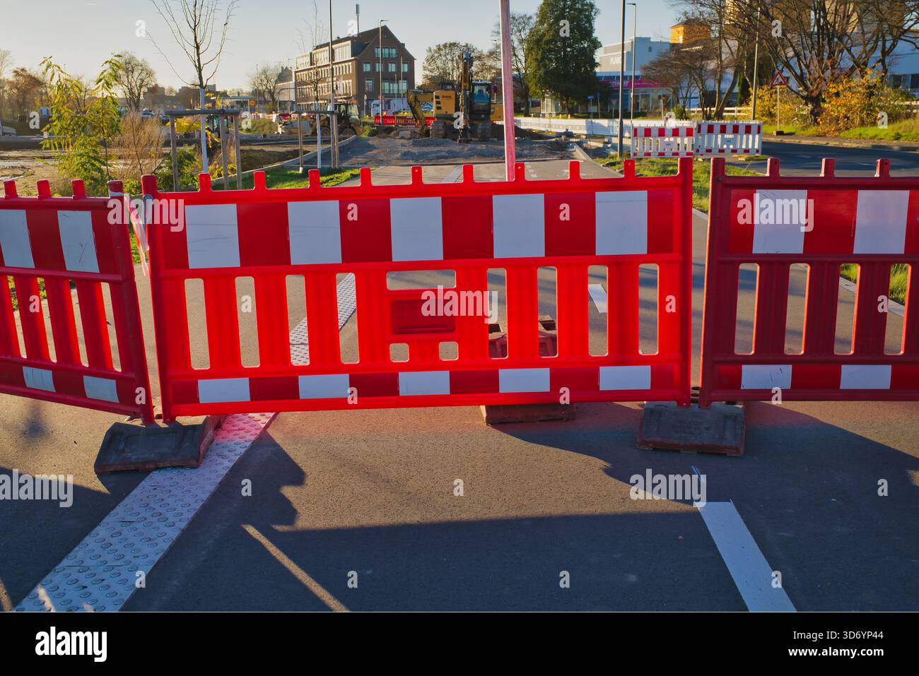 Bright red construction barriers hi-res stock photography and images ...