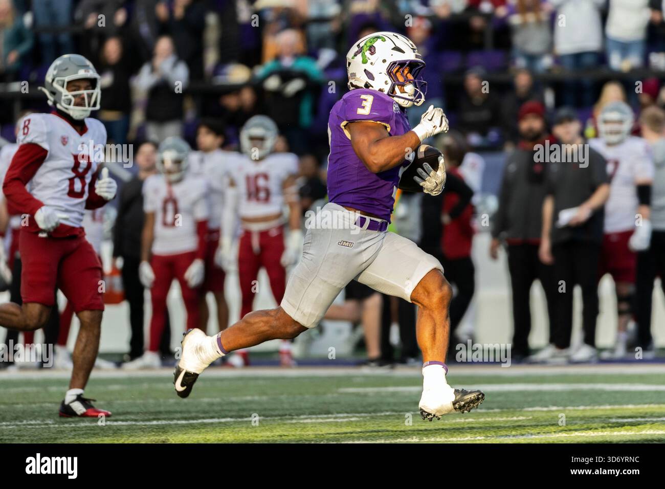 James Madison running back Wayne Knight (3) rushes for a touchdown past ...