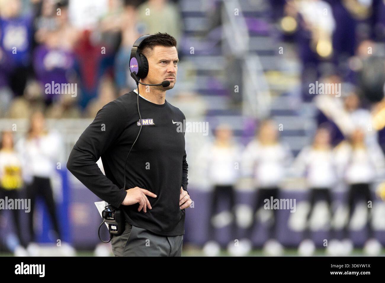 James Madison head coach Bob Chesney reacts to a play during the second ...