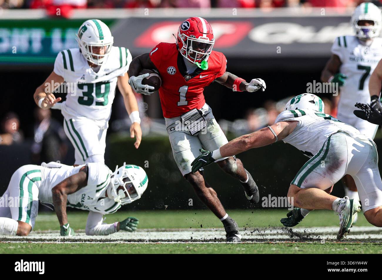 Georgia wide receiver Zachariah Branch (1) runs with the ball during ...