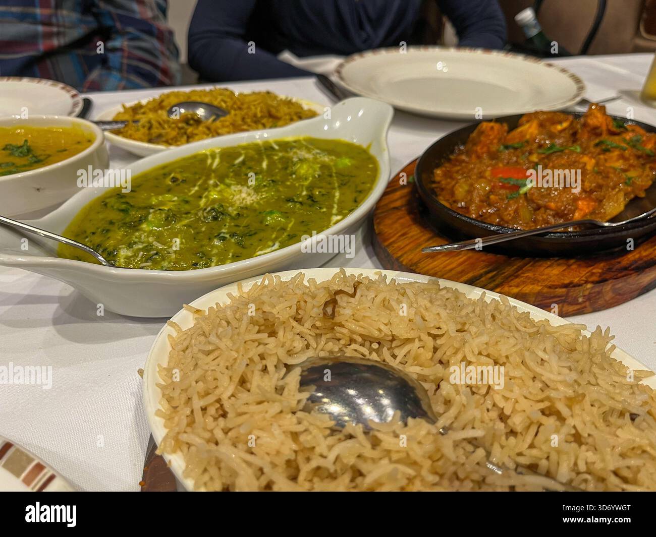 Indian Cuisine Dining Table with Hyderabadi Biryani and Curries Stock ...