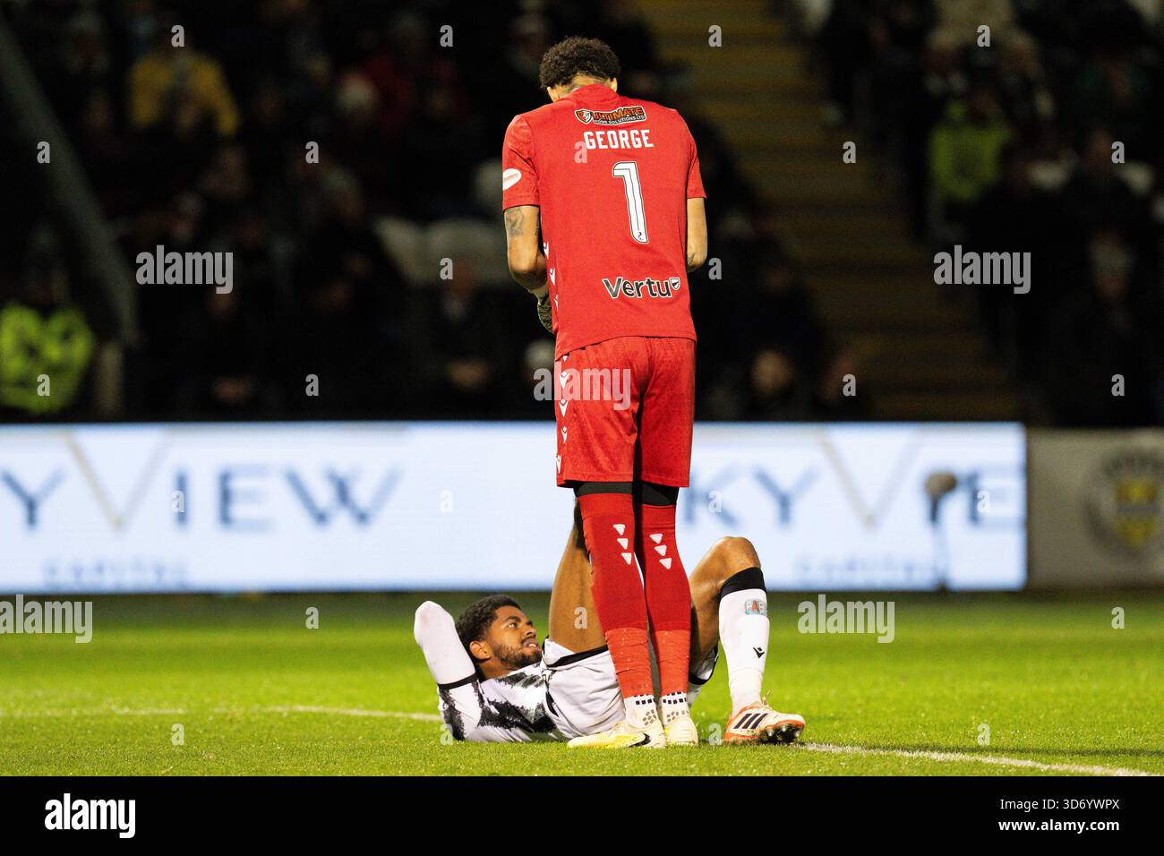 PAISLEY, SCOTLAND - NOVEMBER 22: St Mirren's Miguel Freckleton goes ...
