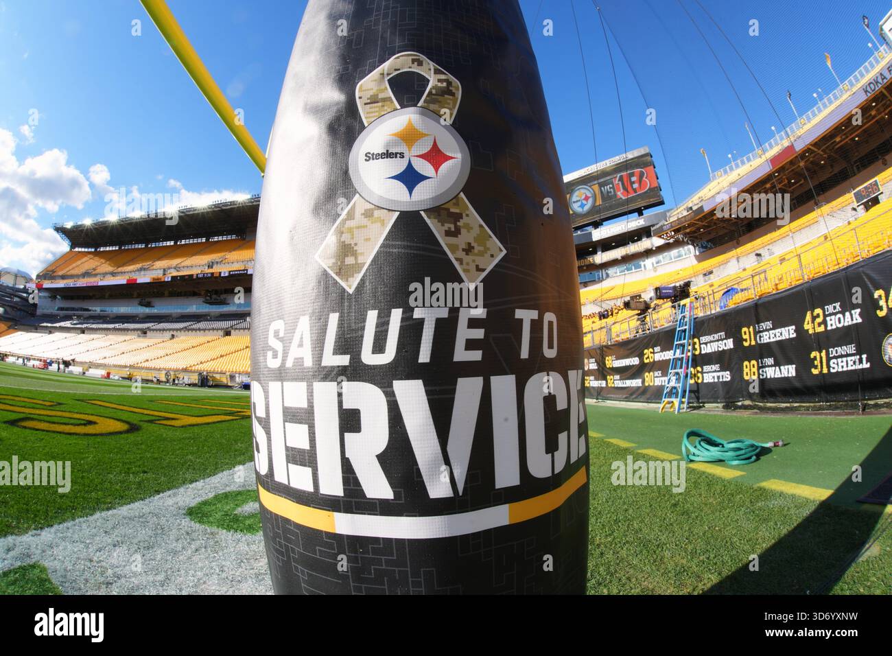This is the Salute to Service goalpost pad at Acrisure Stadium before ...