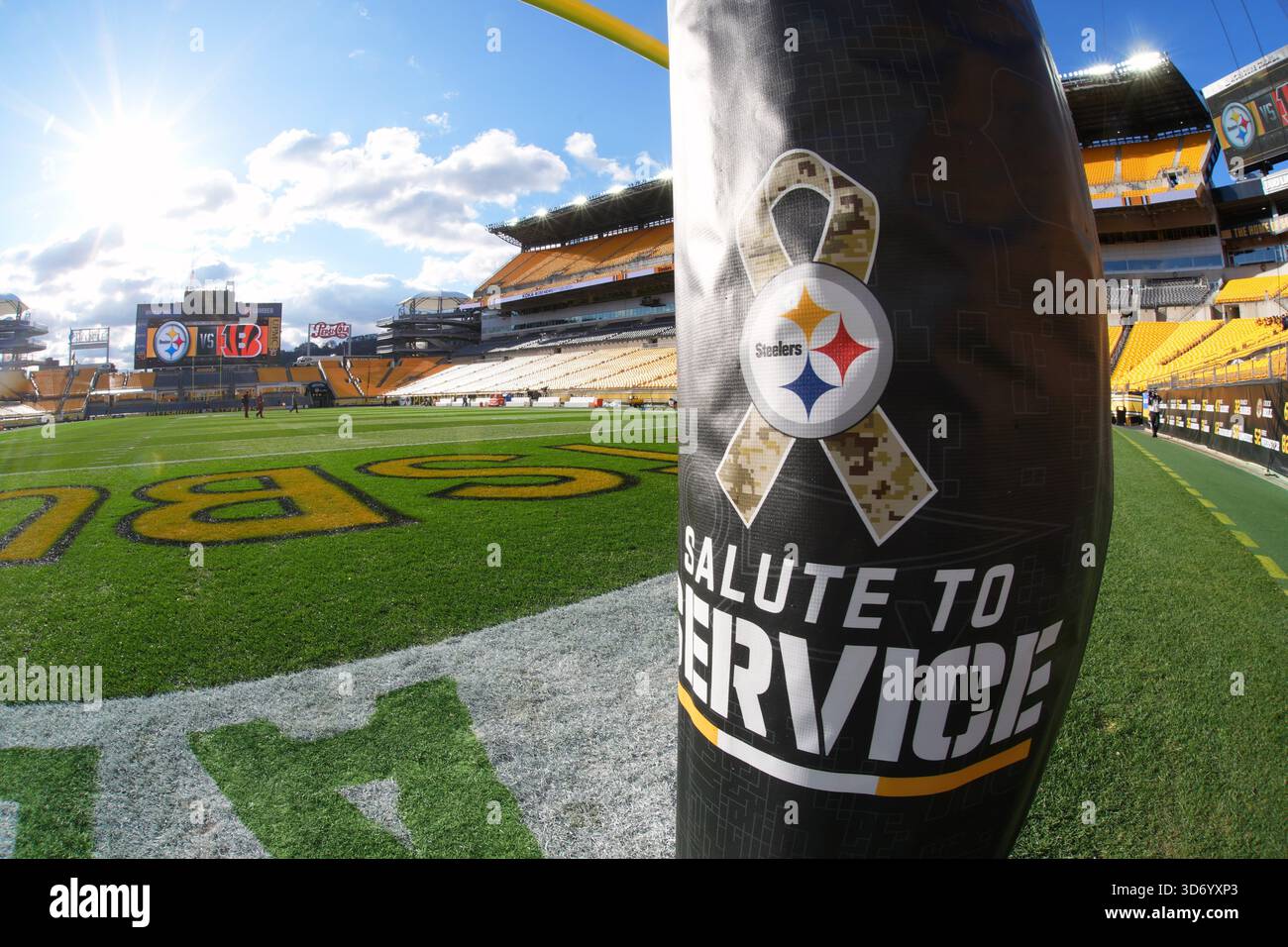 This is the Salute to Service goalpost pad at Acrisure Stadium before ...