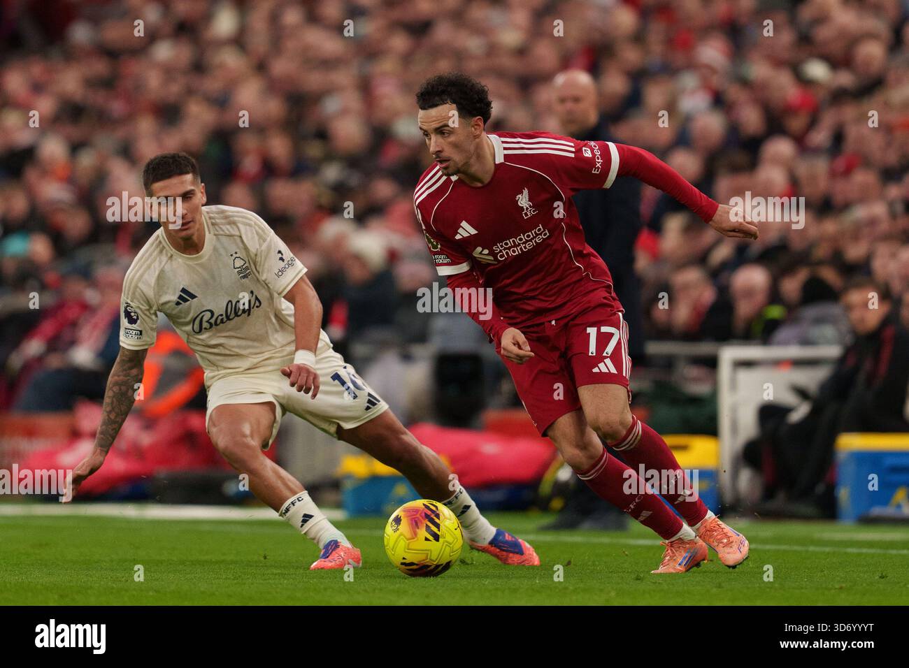 Liverpool's Curtis Jones in action during the Premier League match ...
