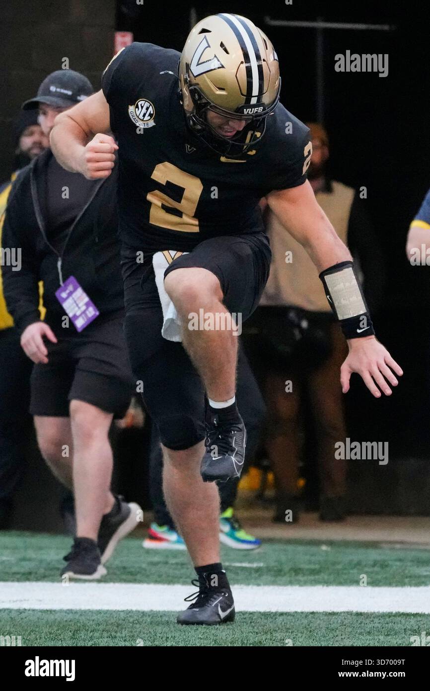 Vanderbilt quarterback Diego Pavia (2) celebrates a touchdown during ...
