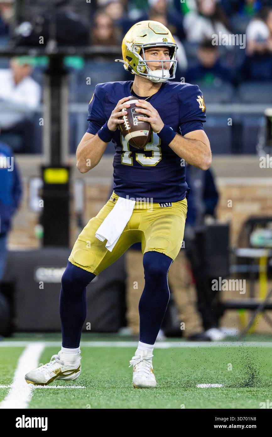 November 22, 2025: Notre Dame quarterback CJ Carr (13) passes the ball ...