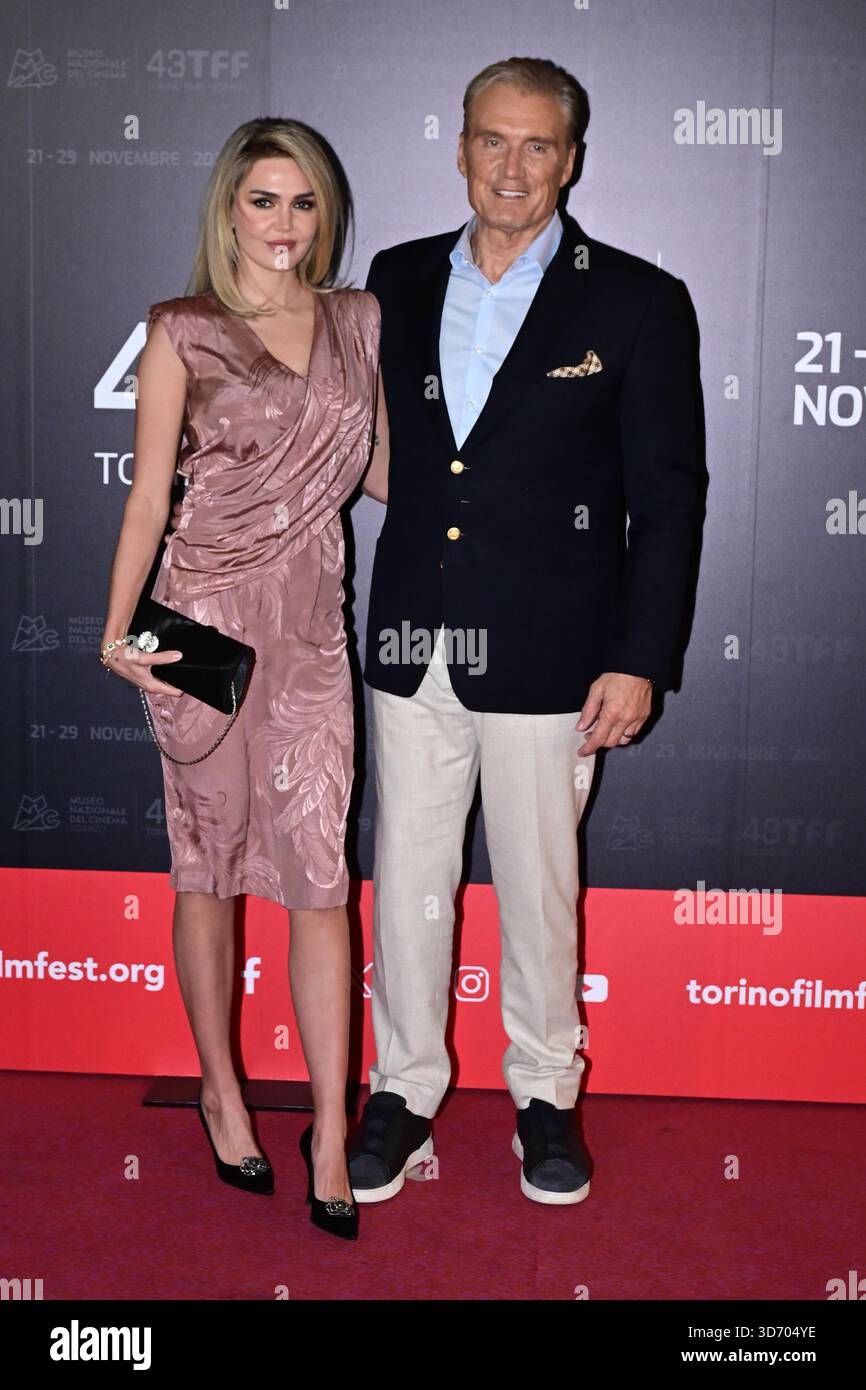 Emma Krokdal , Dolph Lundgren 43rd Edition TFF - Torino Film Festival Opening Red Carpet Teatro ...