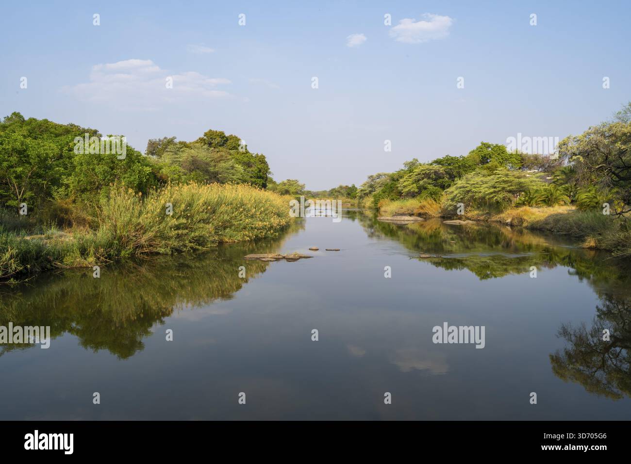 Kavango River, landscape, Zambezi region, Caprivi Strip, Namibia Stock ...