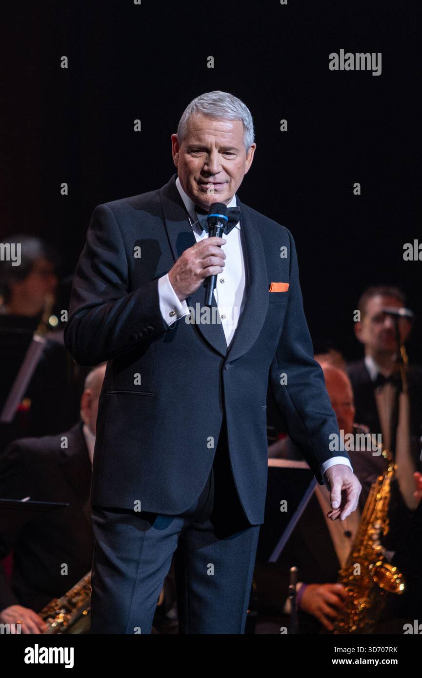 Singer Stephen Triffitt as Frank Sinatra perform at The Voice Is Back ...