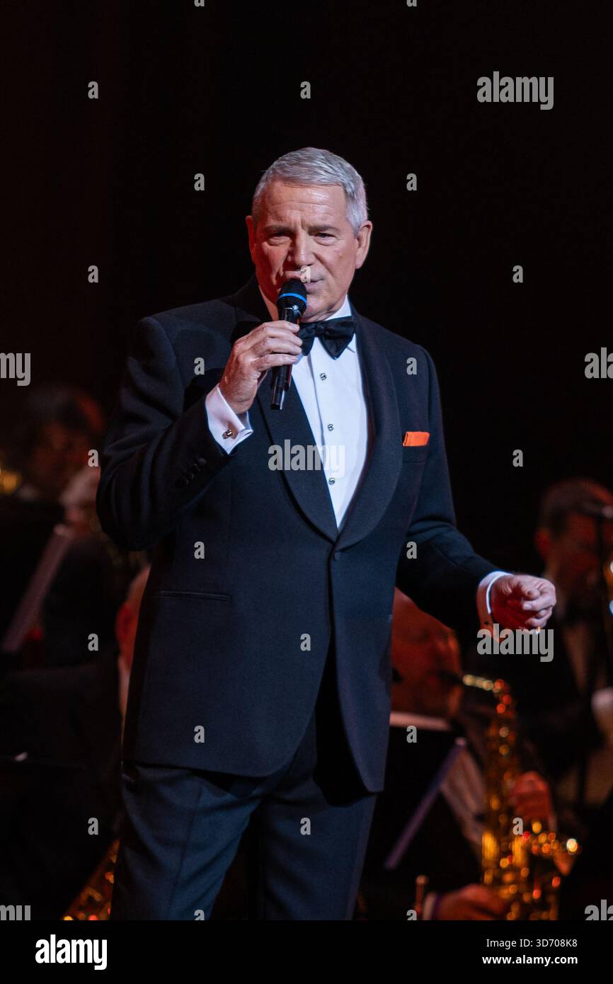 Singer Stephen Triffitt as Frank Sinatra perform at The Voice Is Back ...