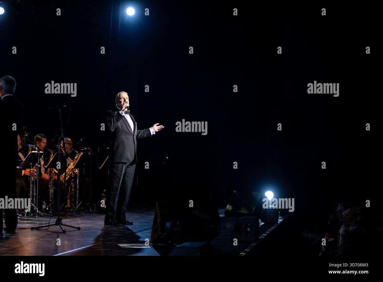 Singer Stephen Triffitt as Frank Sinatra perform at The Voice Is Back ...