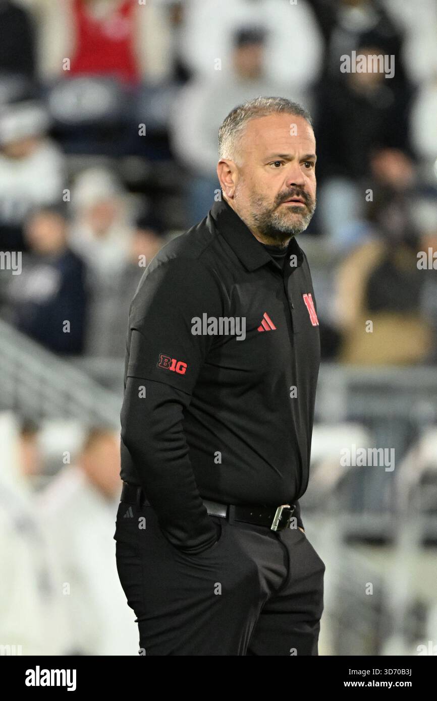 Nebraska Head Coach Matt Rhule warms up before an NCAA college football ...