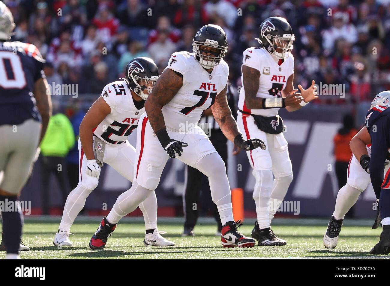 Atlanta Falcons offensive tackle Elijah Wilkinson looks to block ...