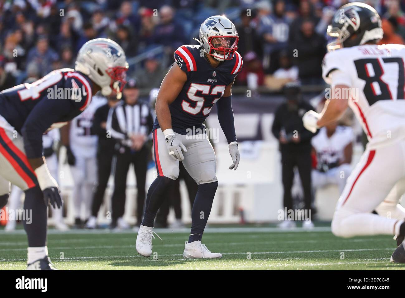 New England Patriots' Christian Elliss against the Atlanta Falcons ...