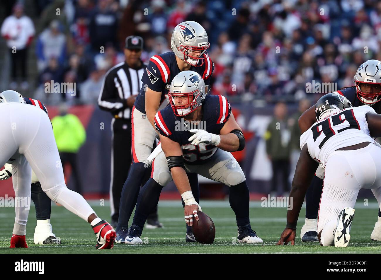 New England Patriots center Garrett Bradbury during an NFL football ...