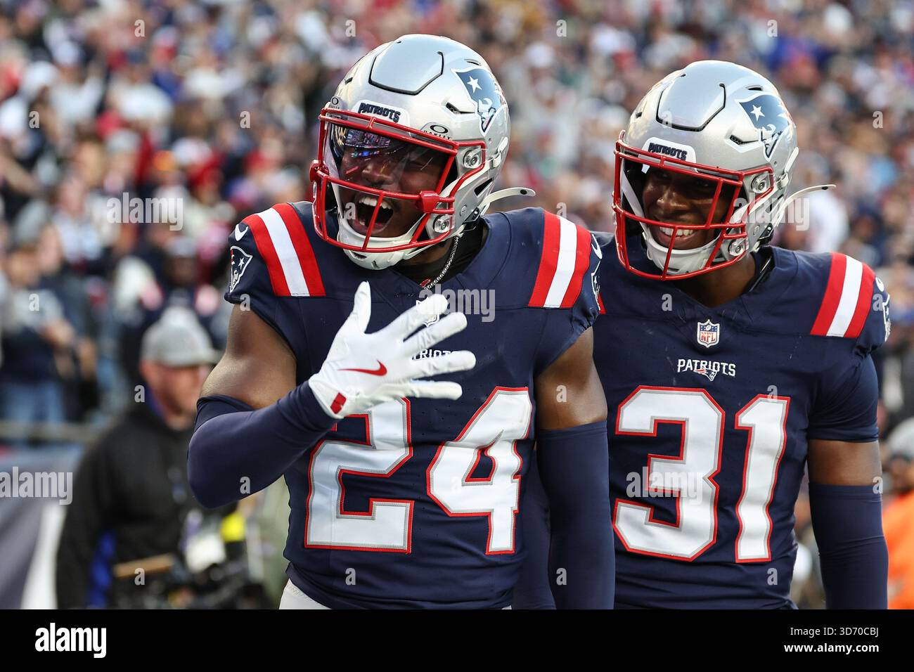 New England Patriots safety Dell Pettus celebrates after breaking up a ...