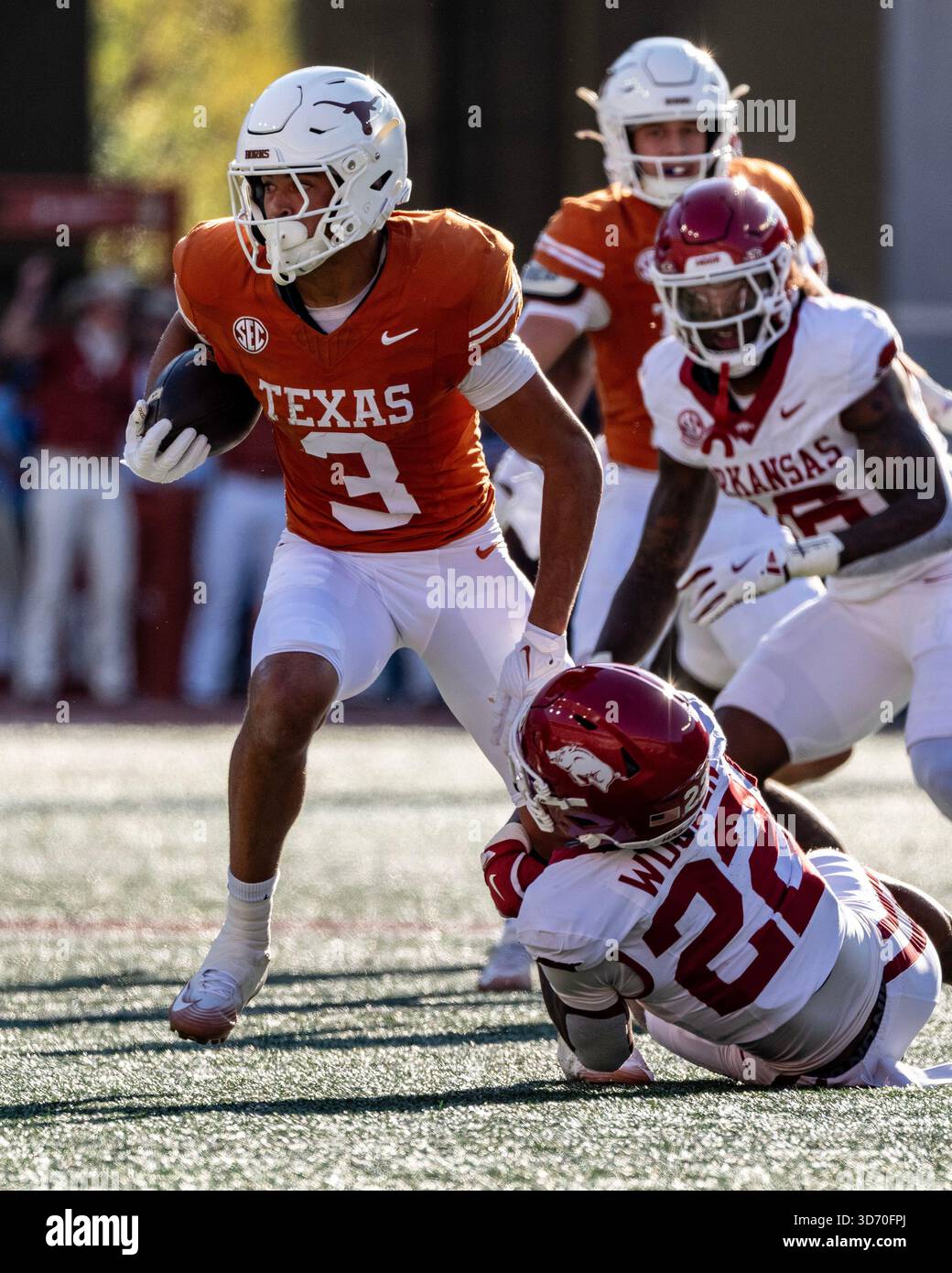 Nov 22, 2025. Emmett Mosley V (3) of the Texas Longhorns in action vs ...