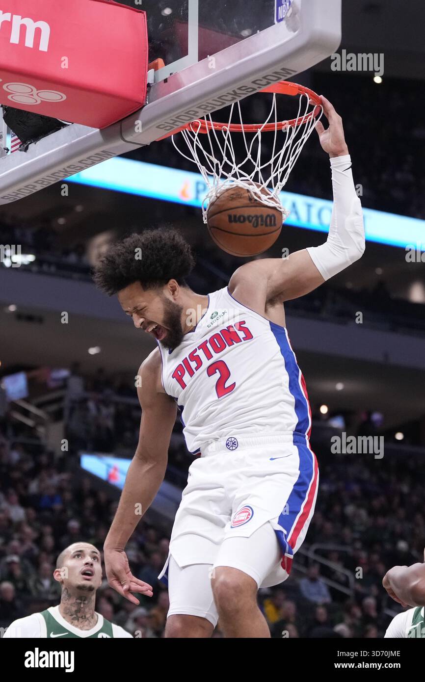Detroit Pistons' Cade Cunningham dunks during the first half of an NBA ...