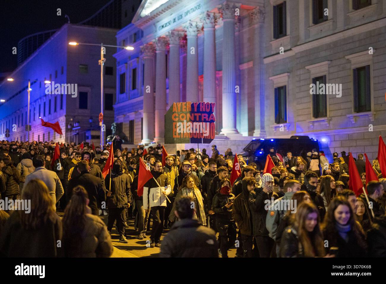 Anti-fascist demonstration through the center of Madrid with the slogan ...