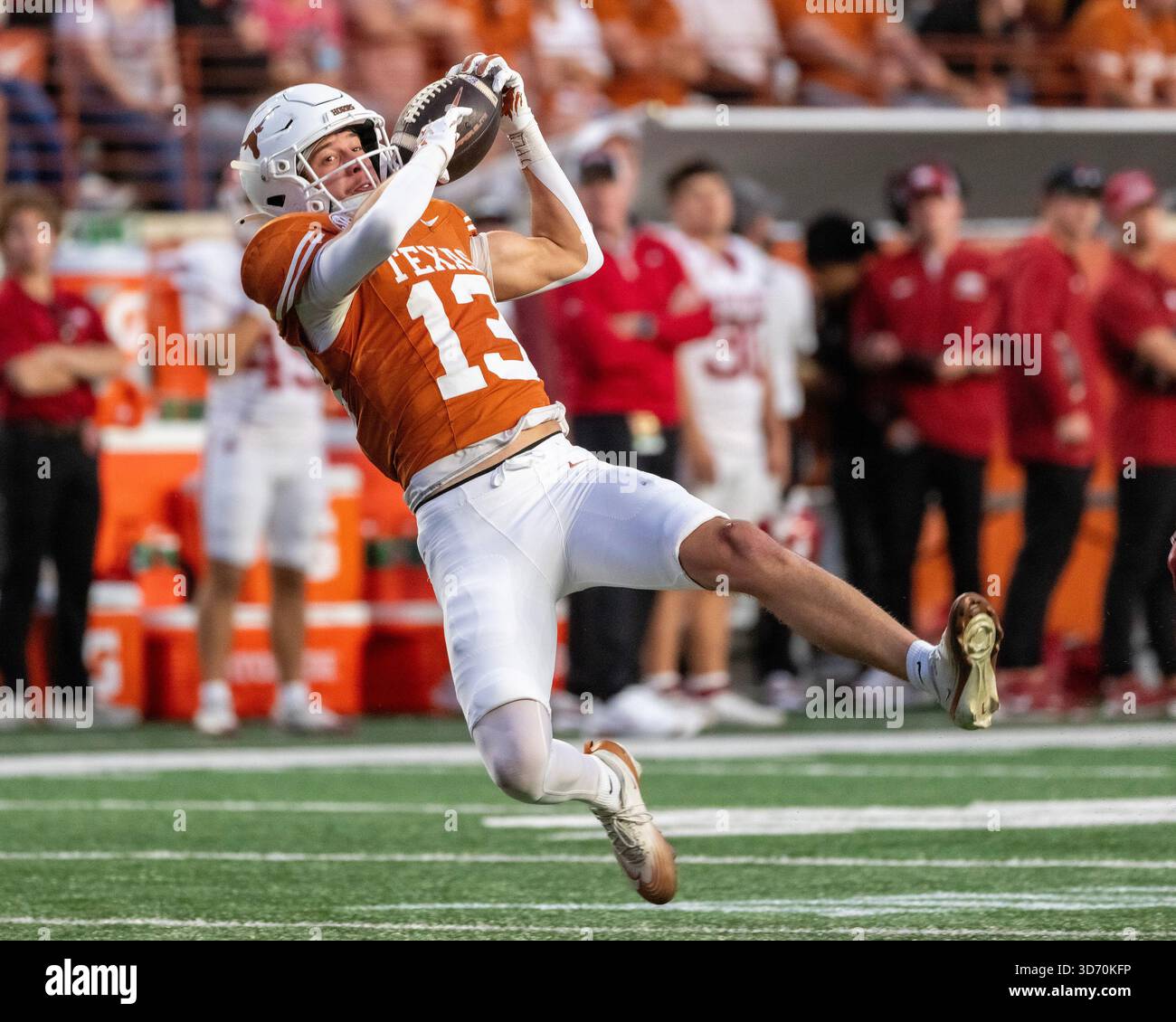 Nov 22, 2025. Parker Livingstone (13) of the Texas Longhorns in action ...