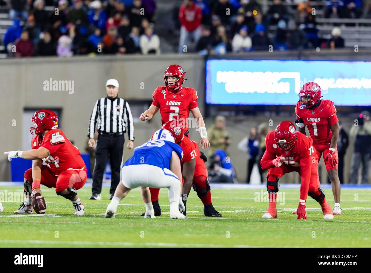 November 22, 2025: New Mexico quarterback Jack Layne (2) calls a play ...