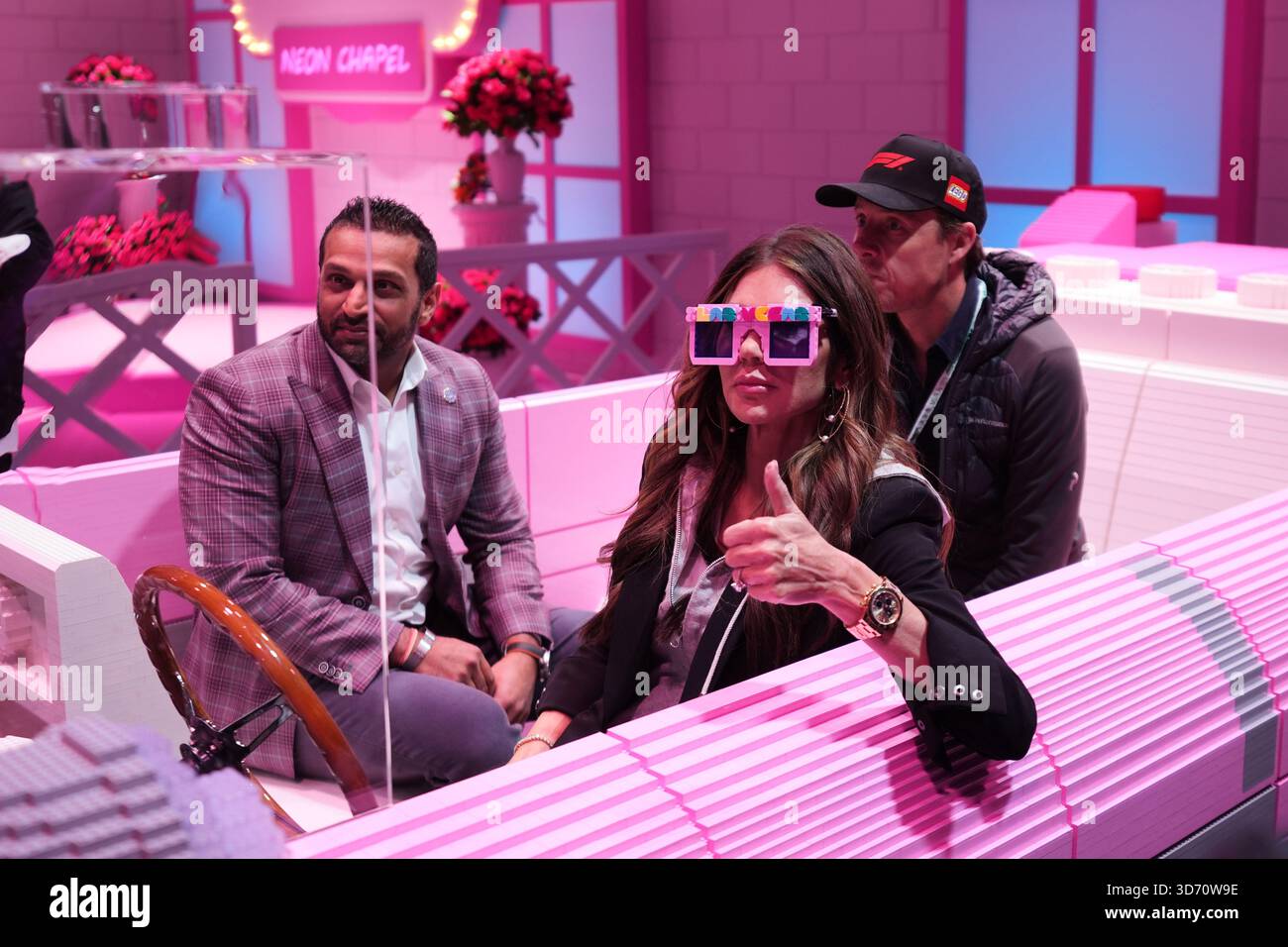 FBI director Kash Patel and U.S. Secretary of Homeland Security Kristi Noem sit in a pink ...